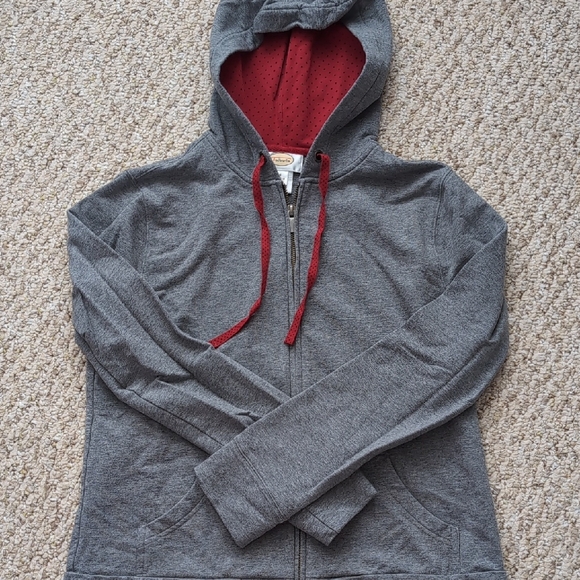 Talbots | Tops | Talbots Hoodie Gray With Red Lining Small | Poshmark